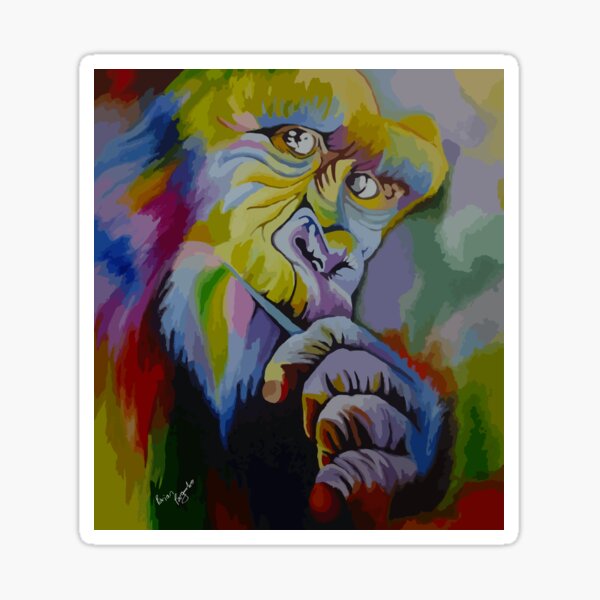 "Thinking Ape" Sticker for Sale by BrianArtz | Redbubble