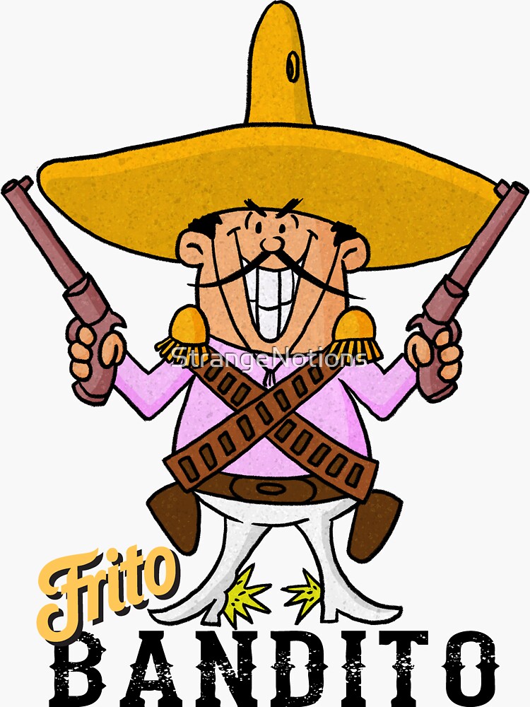"Frito Bandito Brandishing Guns, with Logotype" Sticker for Sale by ...