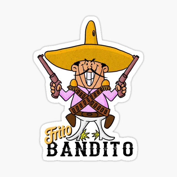 "Frito Bandito Brandishing Guns, with Logotype" Sticker for Sale by ...