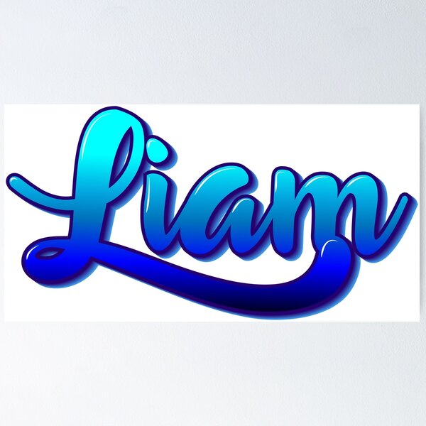 Póster con la obra «Nombre Liam con letras en color azul, negro con ...