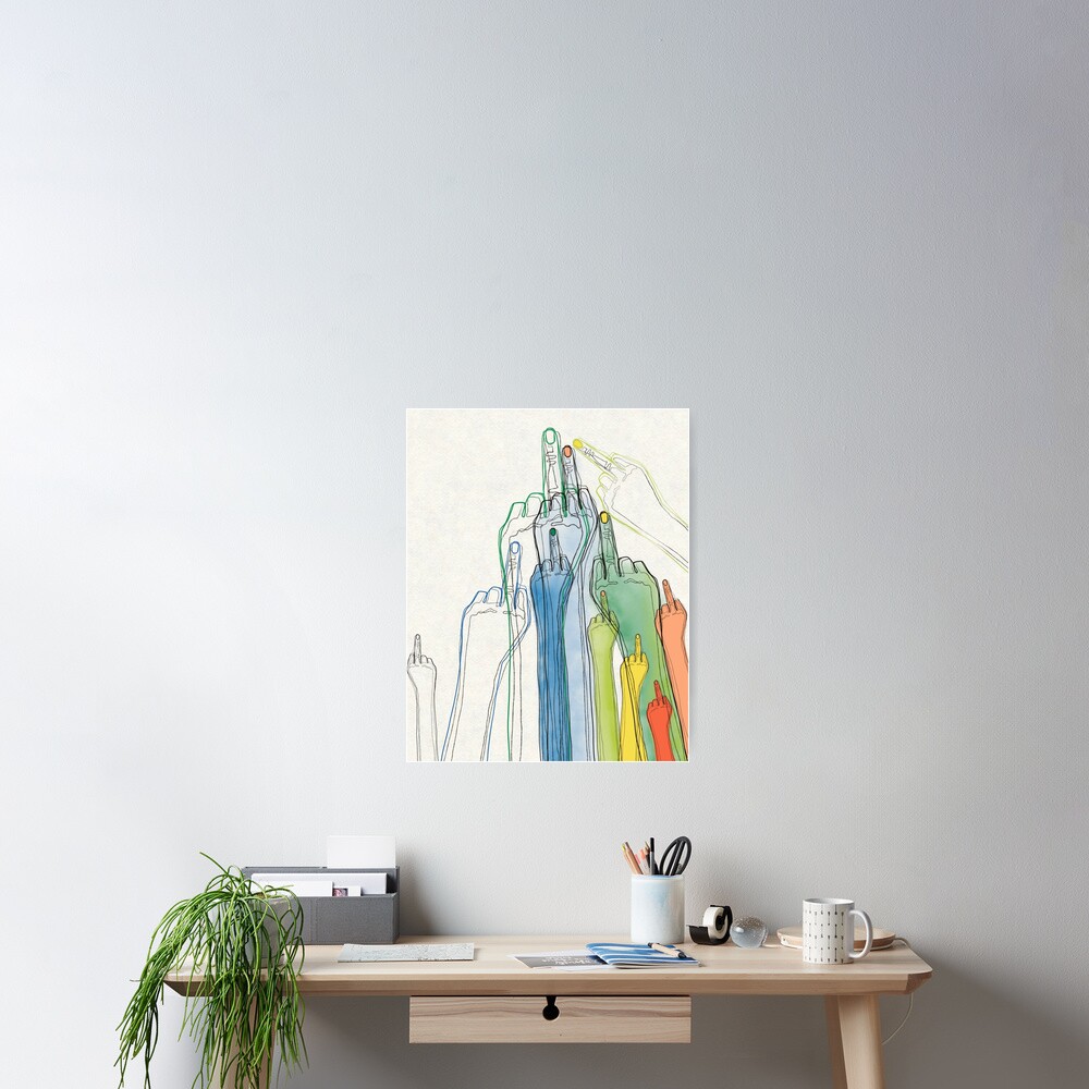"Middle finger gesture flipping the bird" Poster for Sale by HenestDeer ...