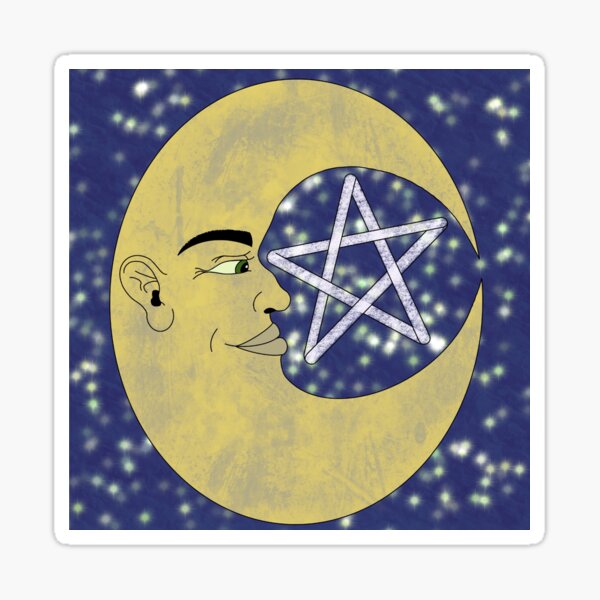 "Mr. Moon" Sticker for Sale by MrsBMakesArt4Me | Redbubble
