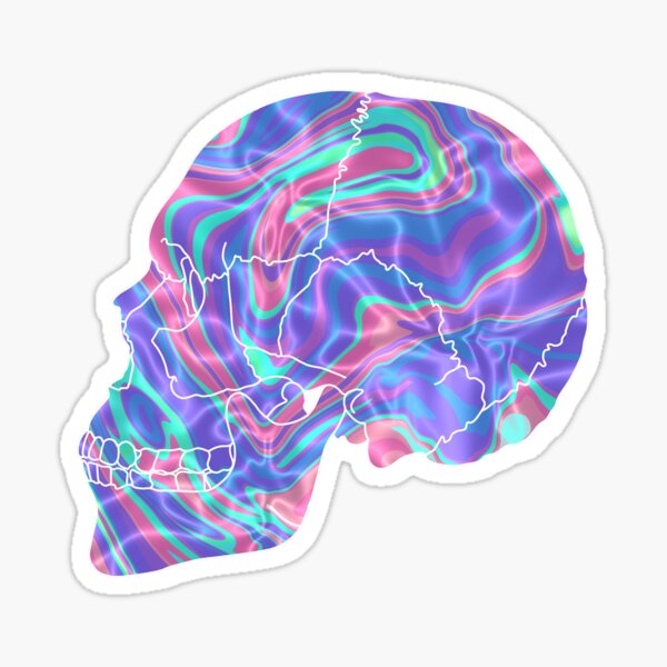 "Holographic Skull Neon" Sticker for Sale by KatherineWinner | Redbubble