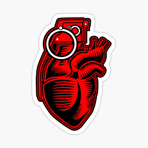"Heart Grenade" Sticker for Sale by PSYSTICKS | Redbubble