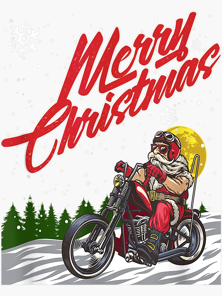 "Merry Christmas & A Happy New Year Santa Motorcycle Chopper" Sticker ...