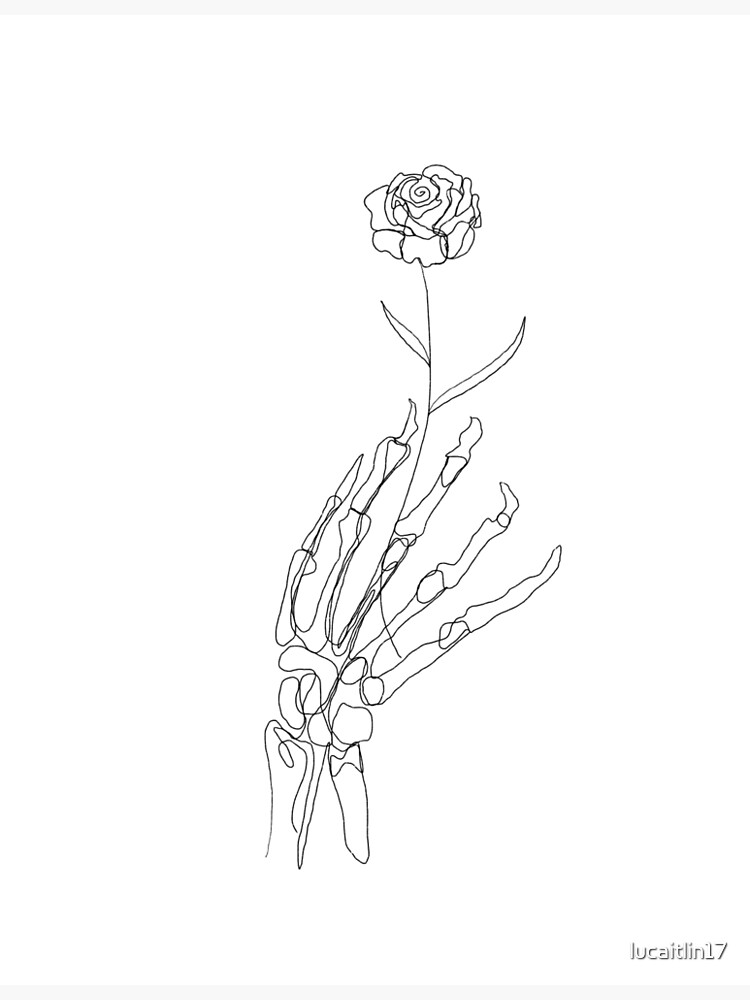 "Single Line Skeleton Hand Rose " Poster by lucaitlin17 | Redbubble