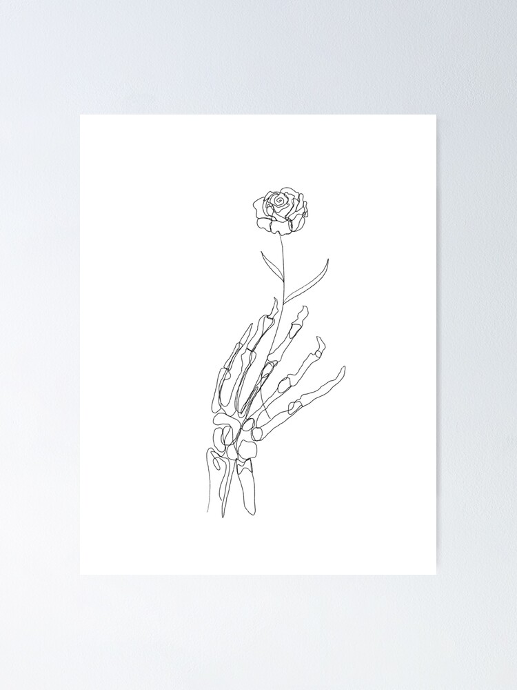 "Single Line Skeleton Hand Rose " Poster by lucaitlin17 | Redbubble