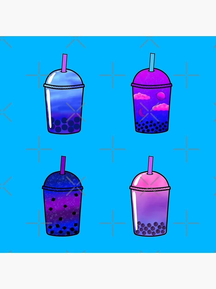 "4 Piece Pink Purple Blue Aesthetic Boba Bubble Tea Drink Pack ...