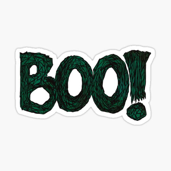 "Boo! Forest Green Crystal Vintage Halloween Illustration" Sticker for ...