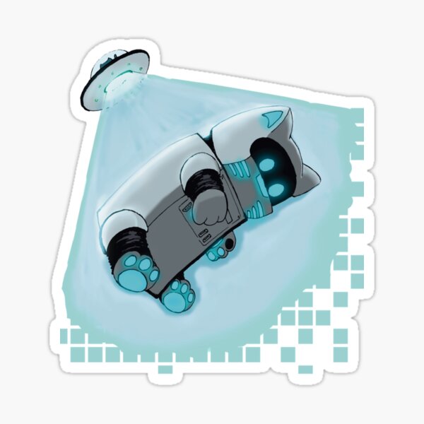 "Robocat Abduction" Sticker by ThorstenSNacht | Redbubble
