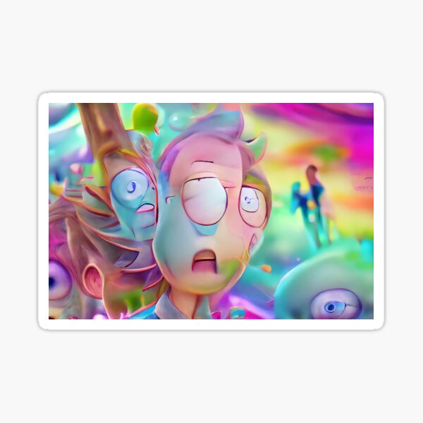 "Trippy Rick Fan Art Digital Watercolor" Sticker by trippingonpixel ...