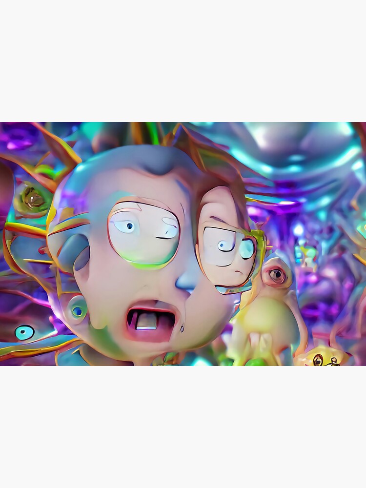 "Morty Fan Art Trippy Colorful DMT Realm" Sticker by trippingonpixel ...