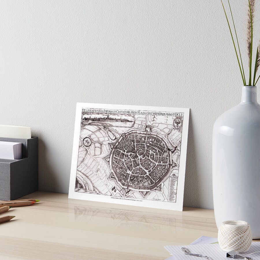 "Historic Map Of Nordlingen, Germany In 1651" Art Board Print for Sale ...