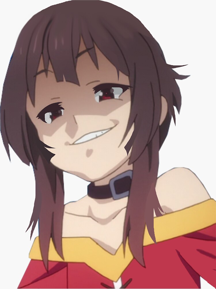 "Smug Megumin Face (KonoSuba)" Sticker for Sale by kawaiicrossing ...