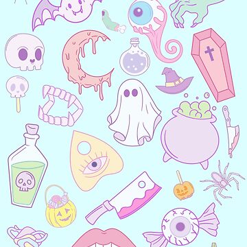"Pastel Goth Halloween Pattern" Sticker for Sale by BlkBearyDesigns ...