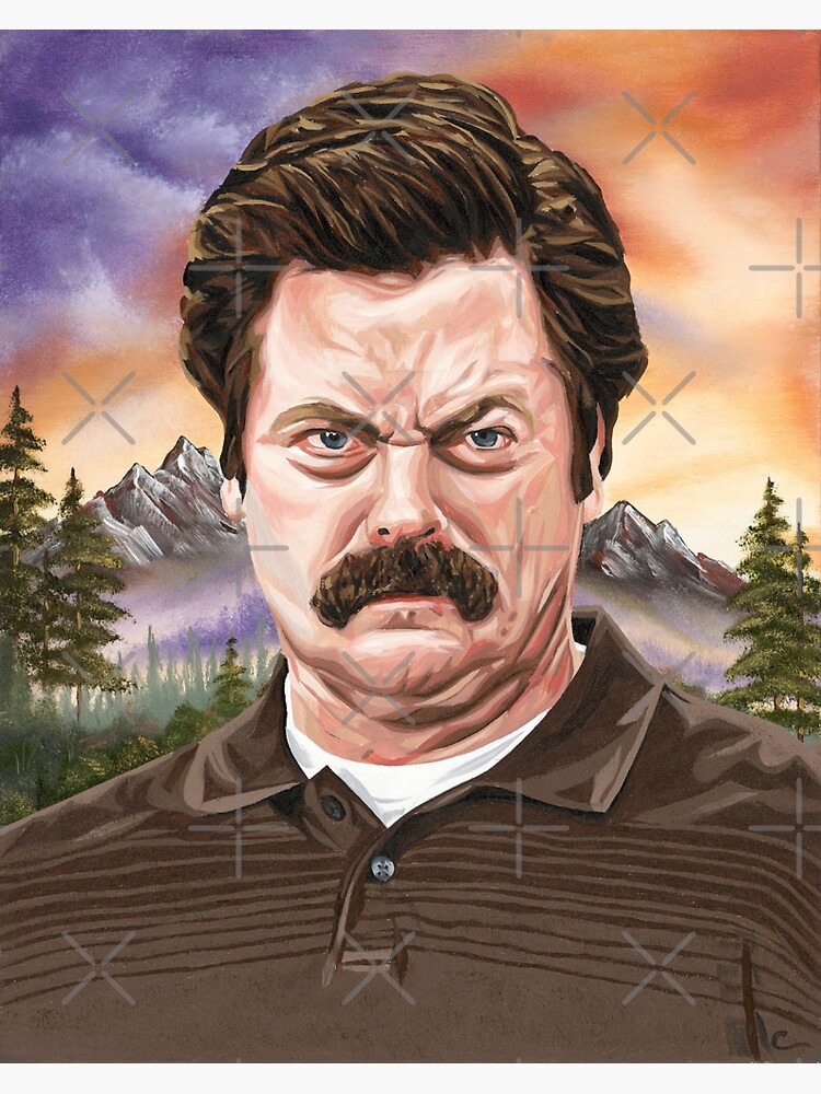 "Ron Swanson Portrait - Parks and Recreation" Sticker for Sale by ...