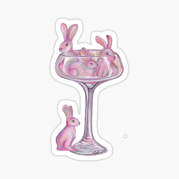 "Pink Rabbits" Sticker for Sale by littlebluerenn | Redbubble