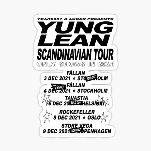"yung lean scandinavian tour" Sticker for Sale by charmeur | Redbubble