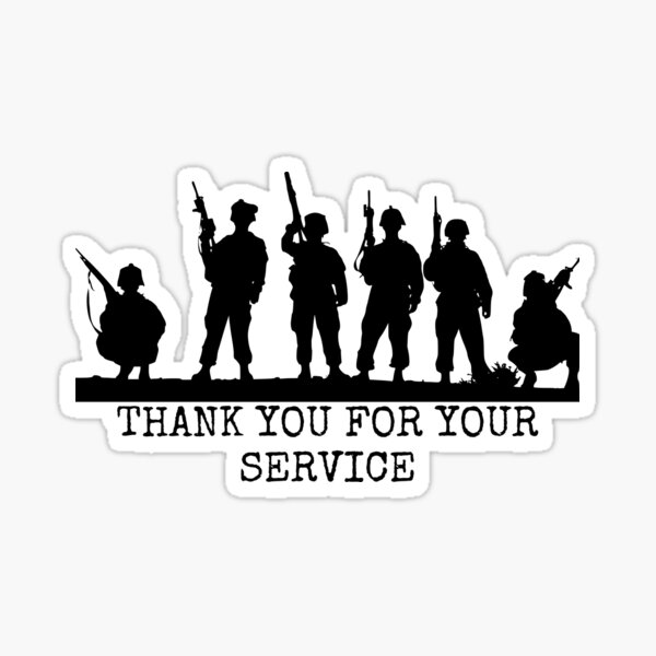 "Thank you for your service" Sticker for Sale by Tiredmenphilo | Redbubble