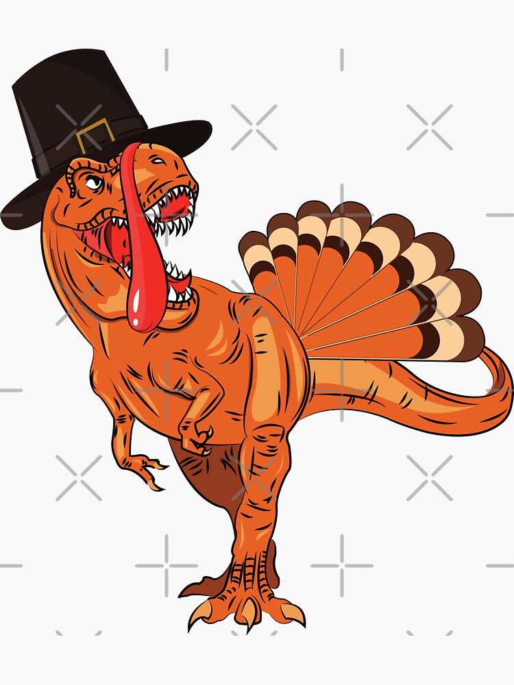 "funny thanksgiving boys turkey saurus t rex dinosaur costume " Sticker ...