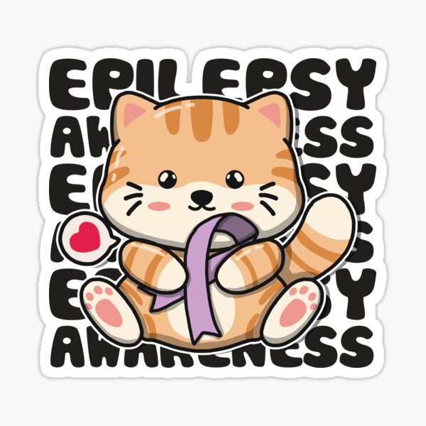 "Cute Cat Holding Epilepsy Awareness Ribbon" Sticker by Sthyouneed ...