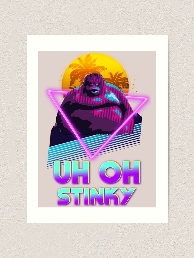 "Uh Oh Stinky Poop Le Monke 80s Vaporwave Outrun Style Sticker" Art ...