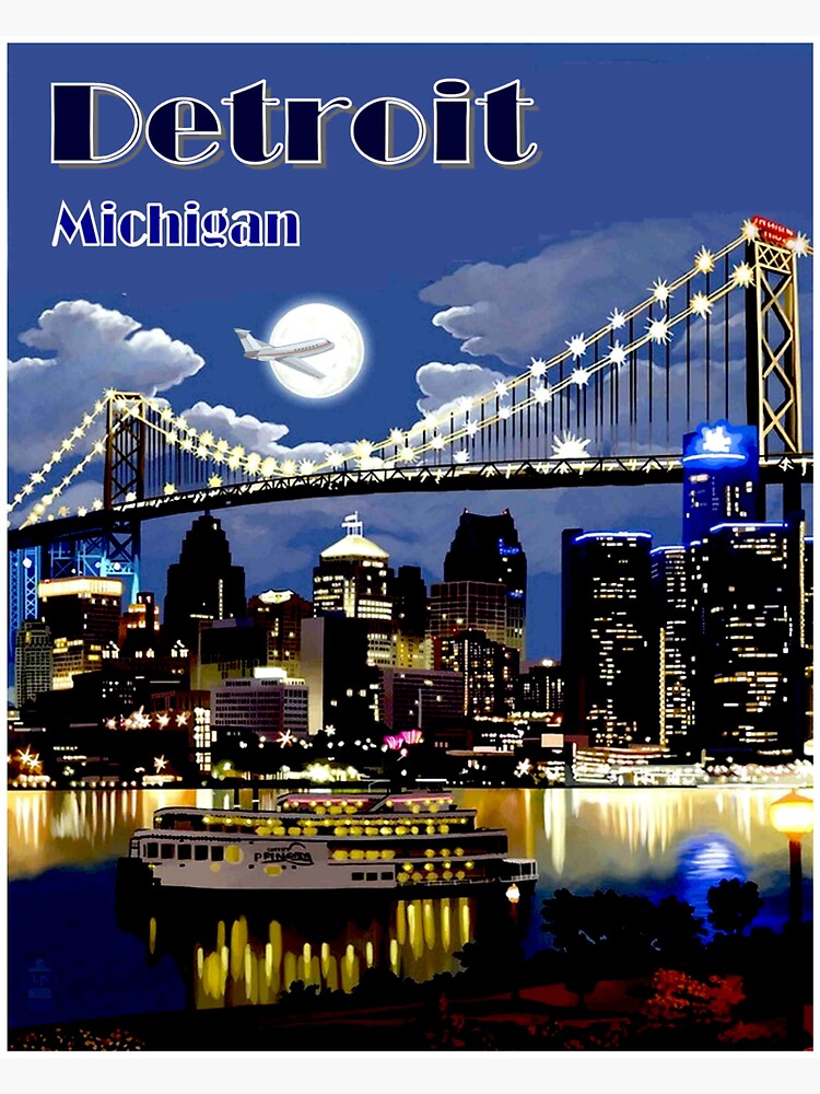 "DETROIT : Vintage Travel and Tourism Advertising Print" Sticker for ...