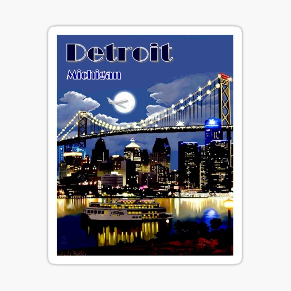 "DETROIT : Vintage Travel and Tourism Advertising Print" Sticker for ...
