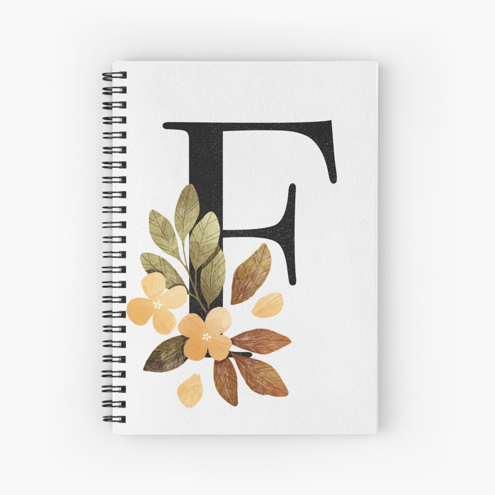 Cuaderno de espiral «Letra F con flores y hojas, dibujadas con lápiz y ...