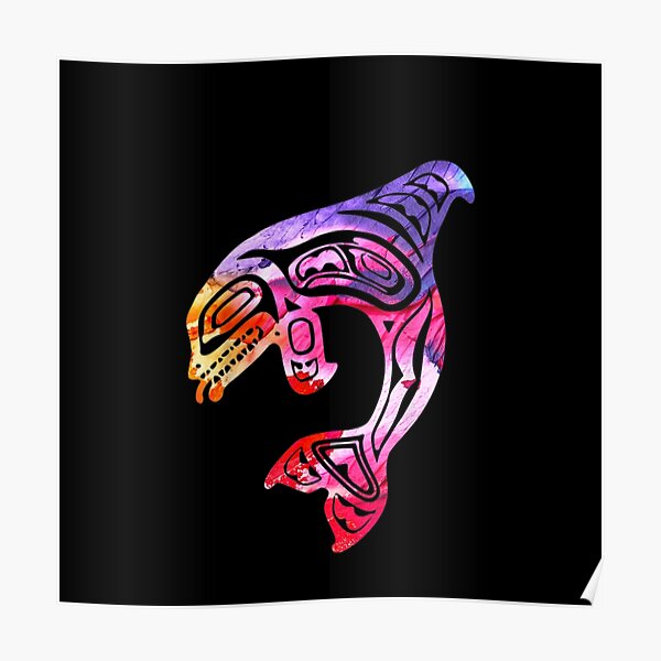 "Colorful Orca Killer Whale, Chrome Hearts, Half Heart" Poster by ...