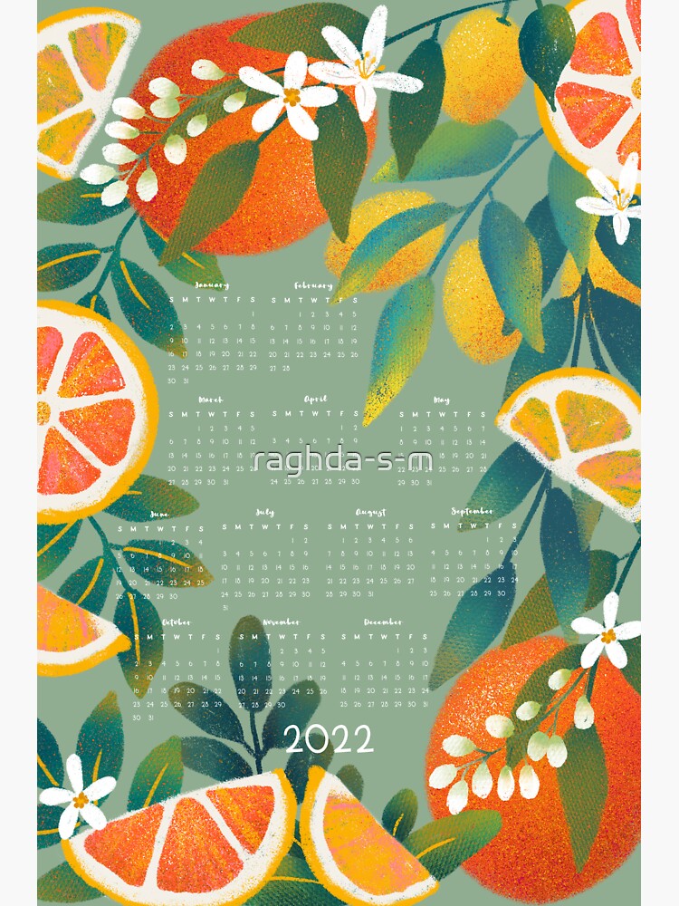 "Citrus calendar 2022" Sticker for Sale by raghda-s-m | Redbubble