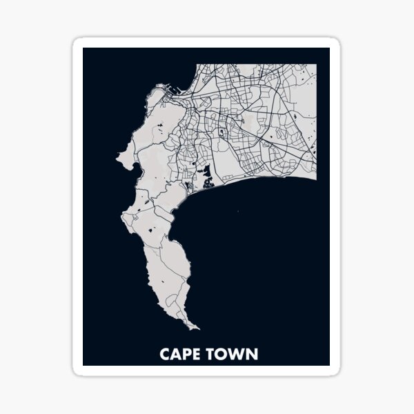 "Cape Town map" Sticker for Sale by raffrasta | Redbubble