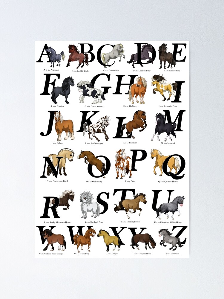 "ABC of Horse Breeds" Poster for Sale by Roxanne Milson | Redbubble