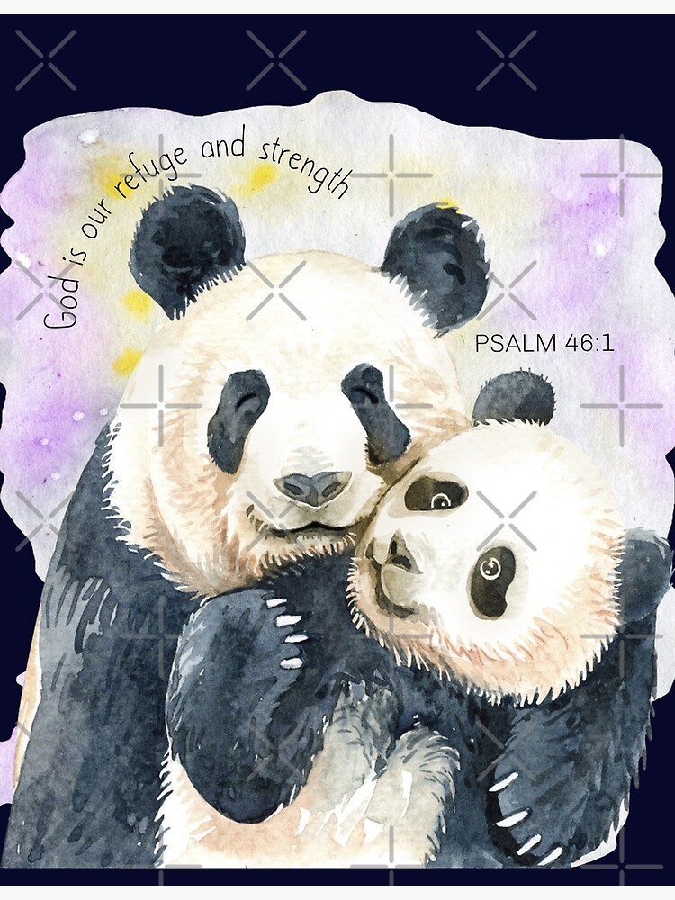 "Panda Bear Mom and Baby - Psalm 46:1 Bible Verse, Christian Design ...