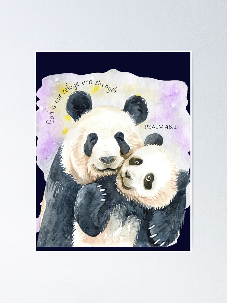 "Panda Bear Mom and Baby - Psalm 46:1 Bible Verse, Christian Design ...