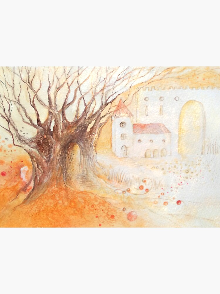 "The Enchanted Golden Gate - whimsical painting in gold and copper ...