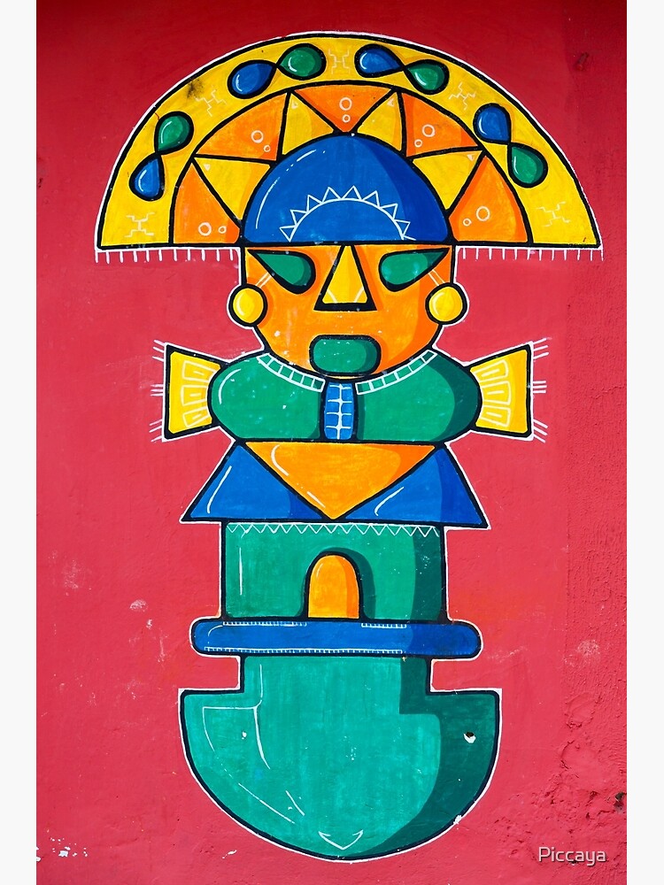 "Stylized Maya graffiti on red wall in Banos, Ecuador" Poster by ...