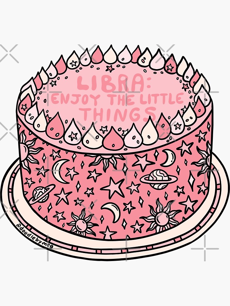 "Libra Cake" Sticker for Sale by doodlebymeg | Redbubble