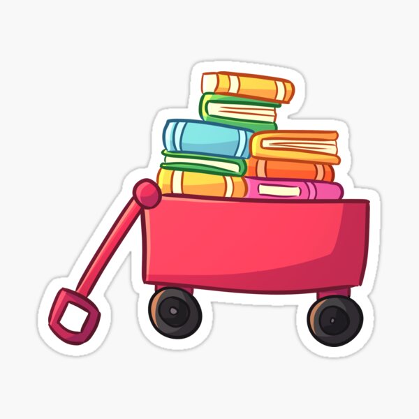 "Reading Cart Of Book Cartoon" Sticker for Sale by ValleyGreenShop ...