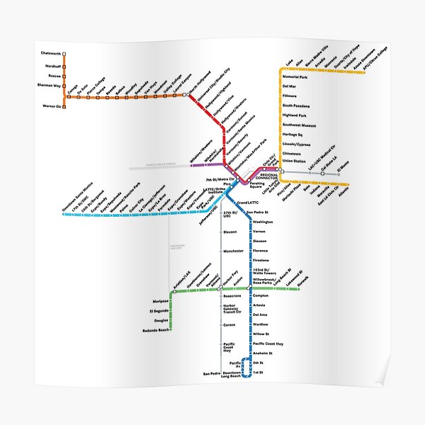 "Los Angeles Metro Rail Map" Poster for Sale by richdelux | Redbubble