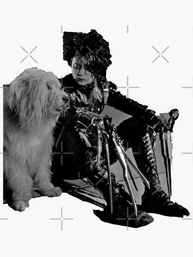 "edward scissorhands and dog " Sticker for Sale by Mandydaniela | Redbubble
