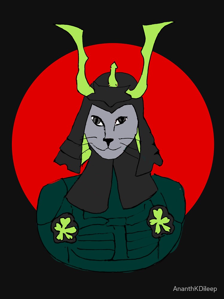 "Funny Cute Samurai Kat-cat wearing samurai mask, ronin helmet and ...