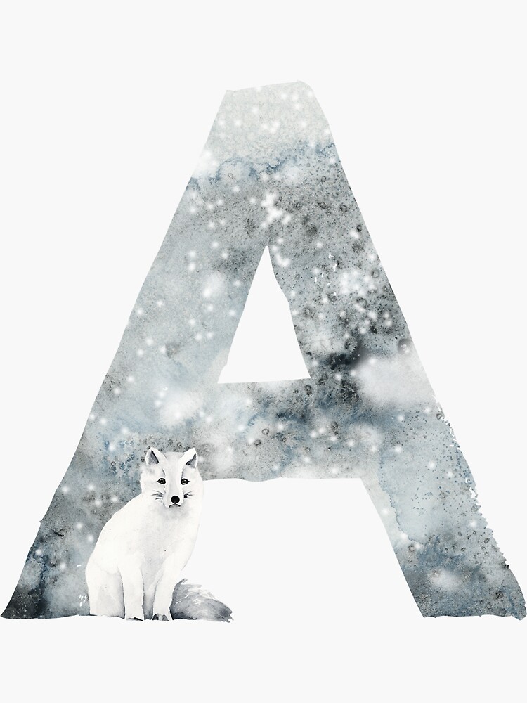 "Watercolor Winter Snow Letter A" Sticker for Sale by junkydotcom ...