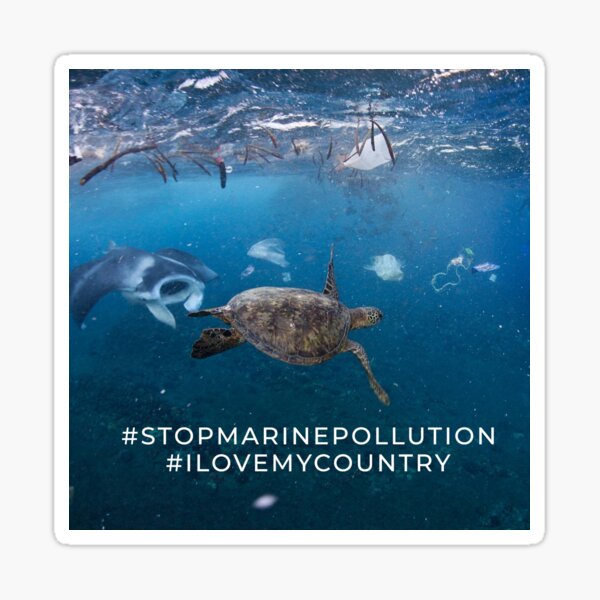 "Stop Marine Pollution" Sticker for Sale by Reality-Arts | Redbubble