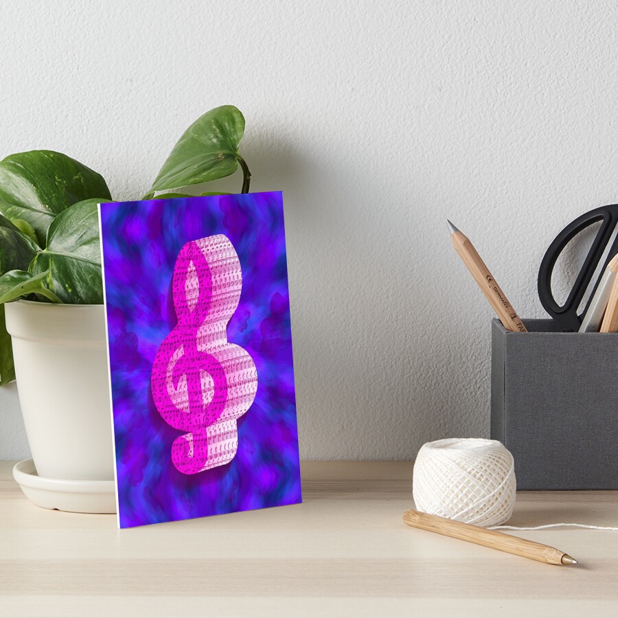 "Pink 3D music treble clef" Art Board Print by Only1helen | Redbubble
