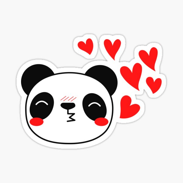 "Cute animal friendly panda, hearts " Sticker for Sale by ...