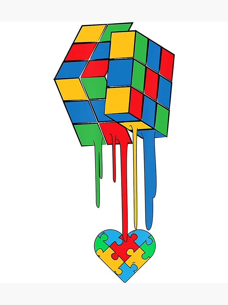 "Rubiks Rubicks Cube Heart Puzzle Cool Autism Awareness" Poster for ...