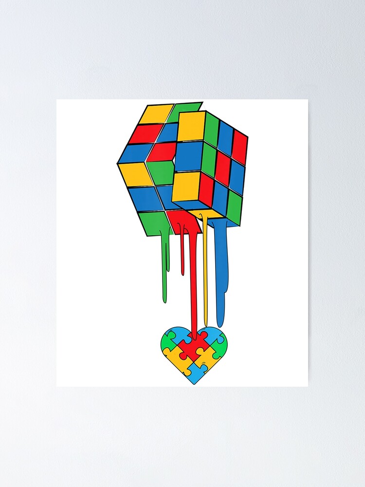 "Rubiks Rubicks Cube Heart Puzzle Cool Autism Awareness" Poster for ...