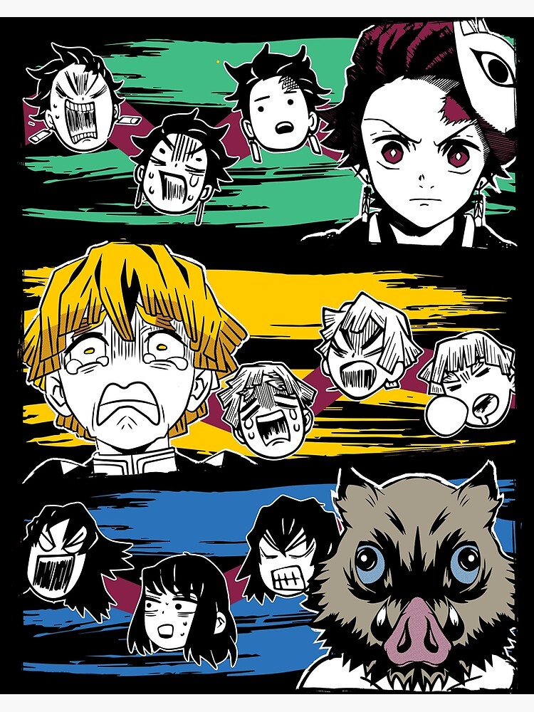 "Demon Slayer trio Tanjiro Zenitsu Inosuke" Art Print by ArtoCharlie ...