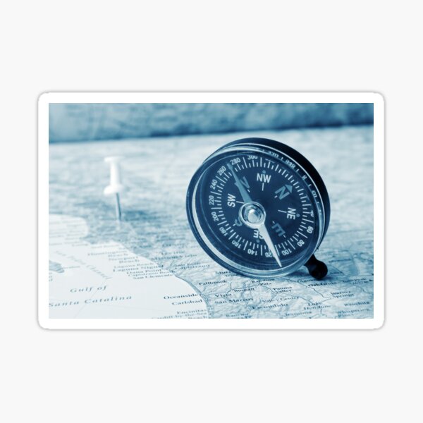 "Compass on map" Sticker for Sale by gmstockstudio | Redbubble